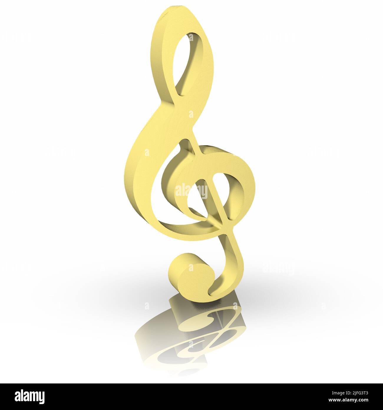 3D illustration. treble clef isolated on white background. golden Stock ...