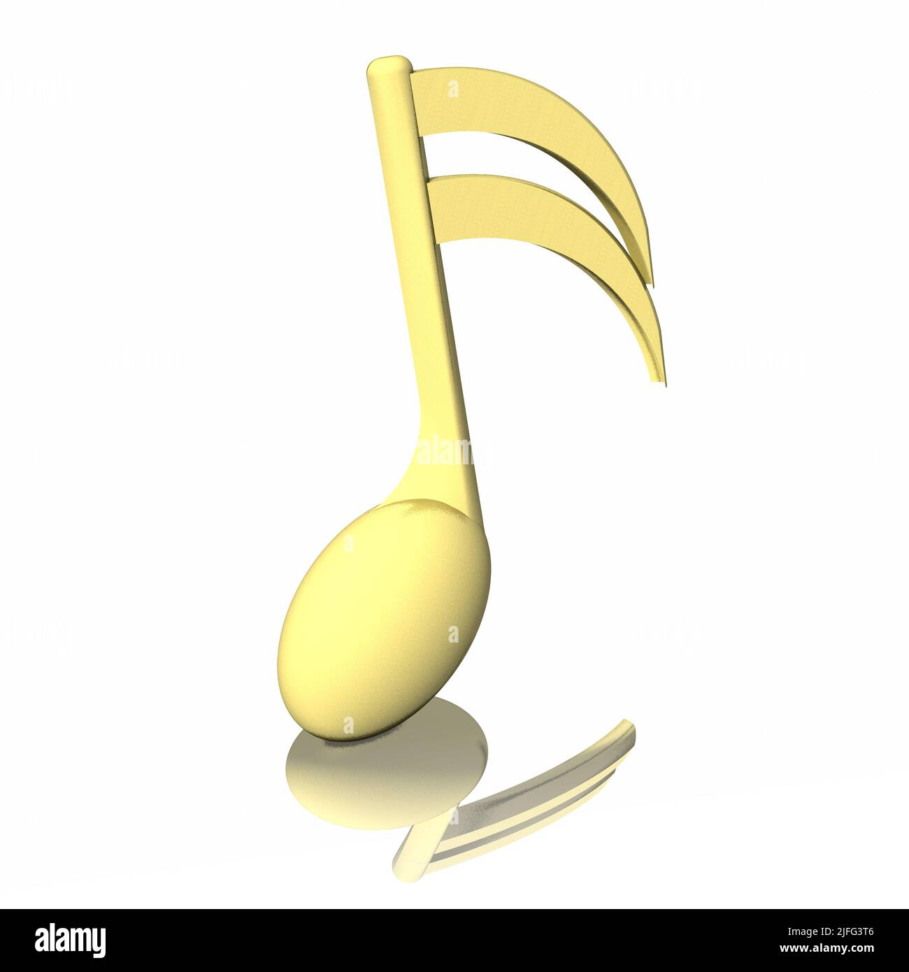 3D illustration. golden musical note, isolated on white background ...