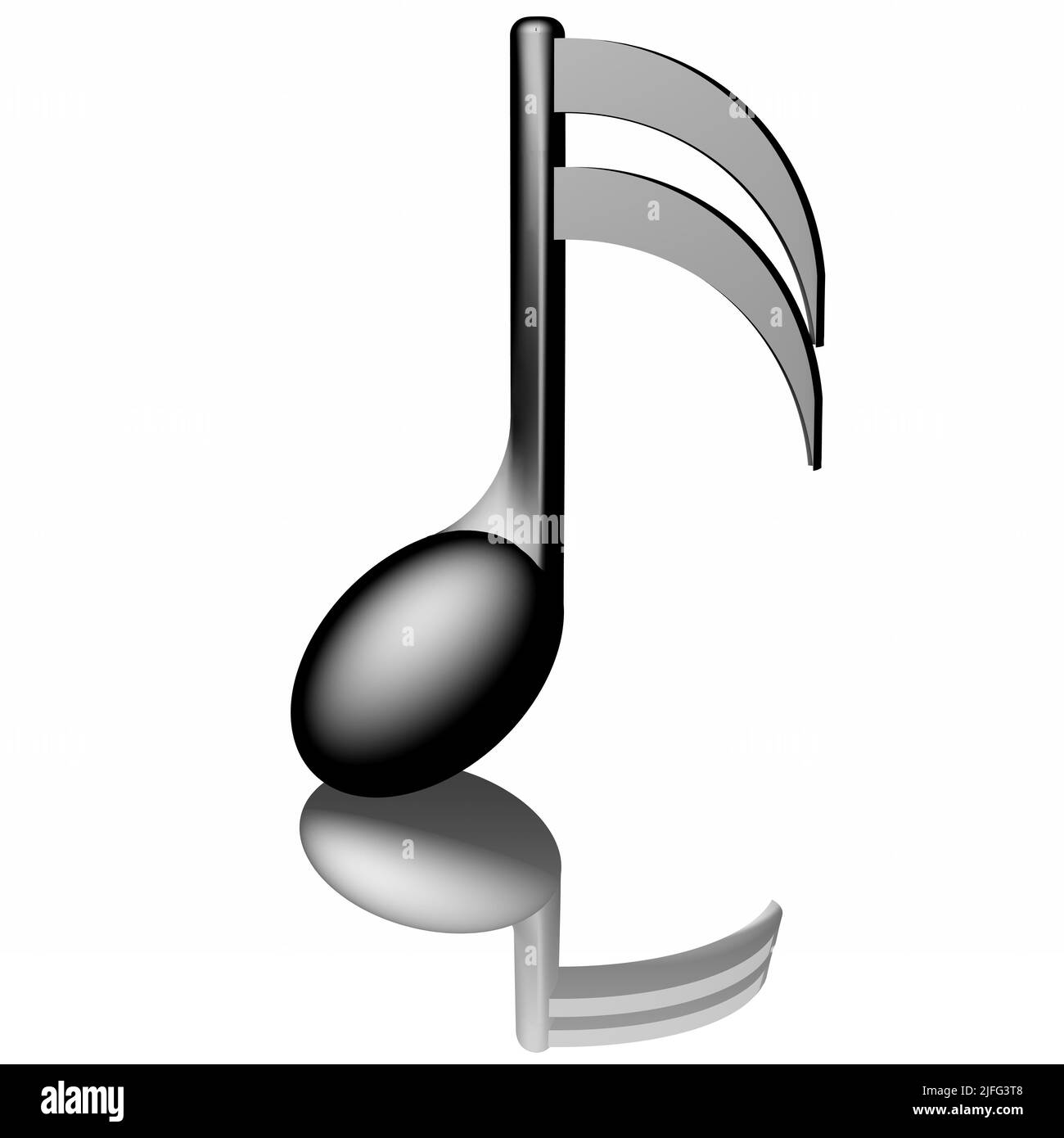 3D illustration. Black musical note, isolated on white background Stock ...