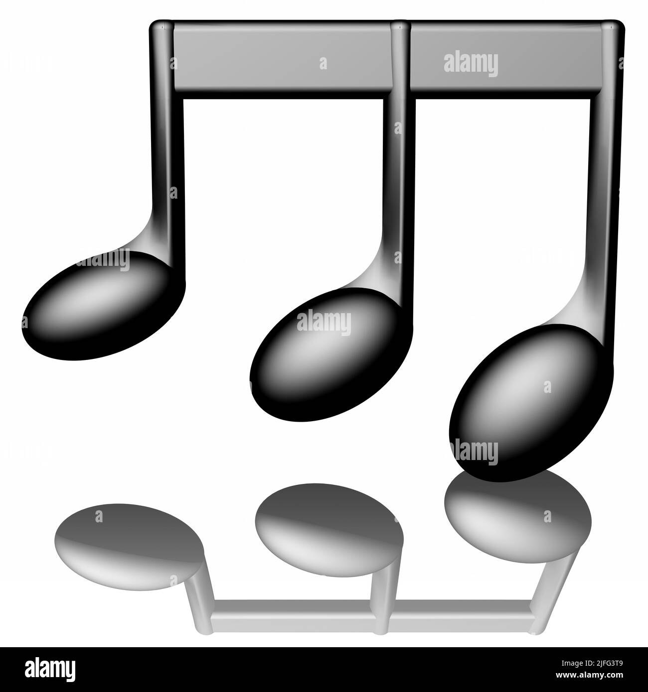 3D illustration. Black musical note, isolated on white background Stock ...