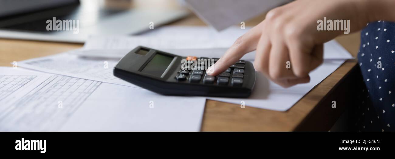 Accounting professional woman counting money, expenses, fees Stock ...