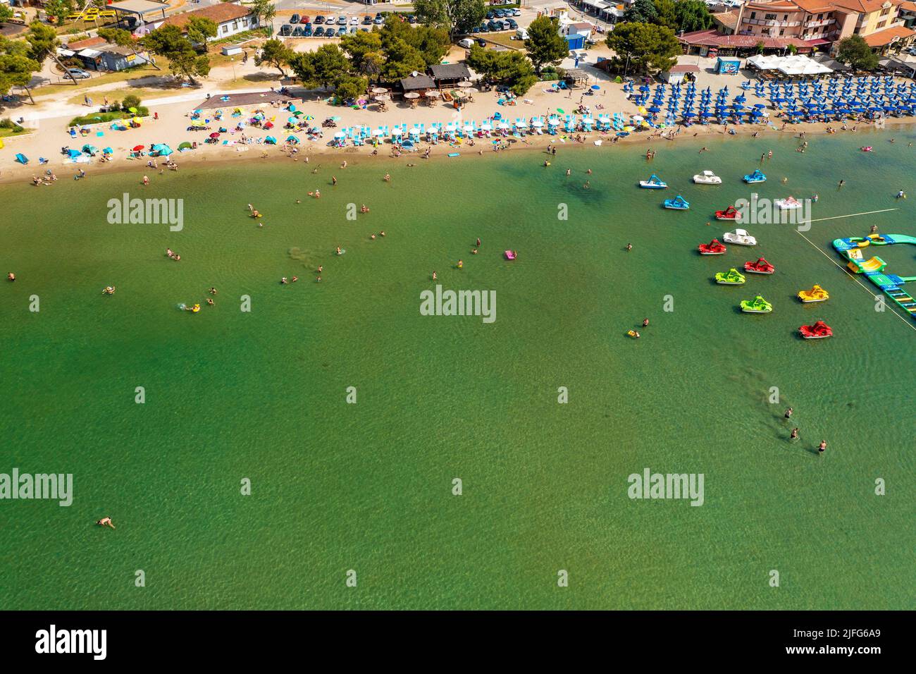 Aerial view of the beach in Medulin town in Istra, Croatia Stock Photo ...