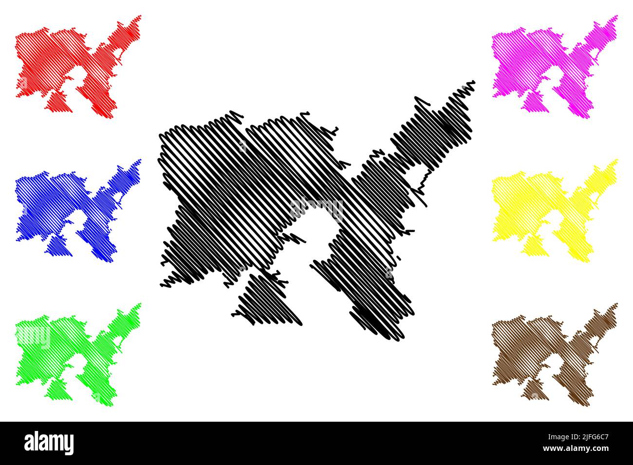 Lemnos island (Hellenic Republic, Greece) map vector illustration ...