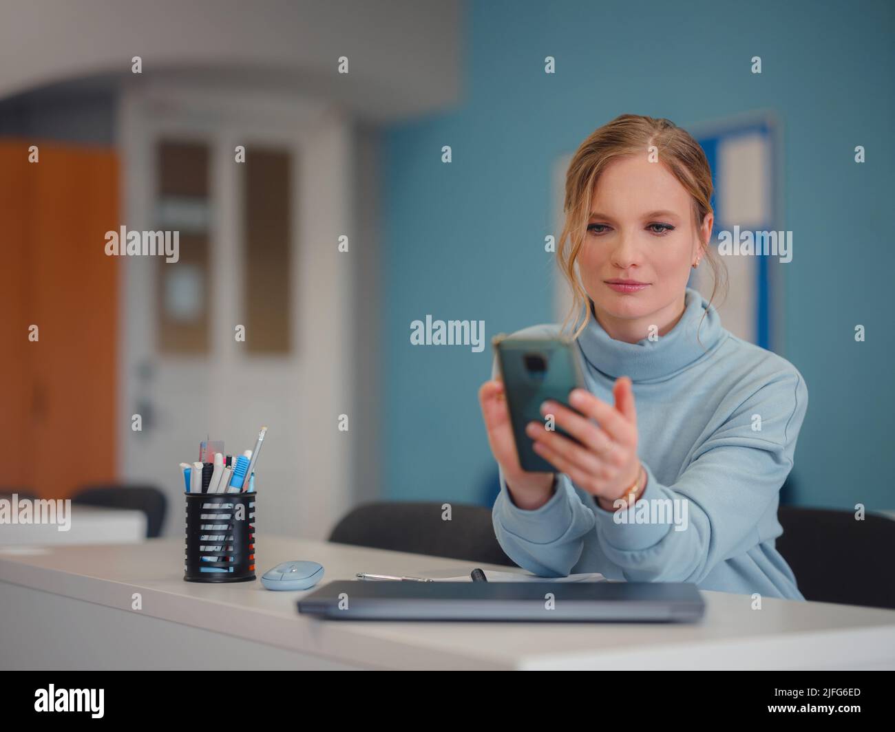 Business woman working in office. Online business, young professional ...