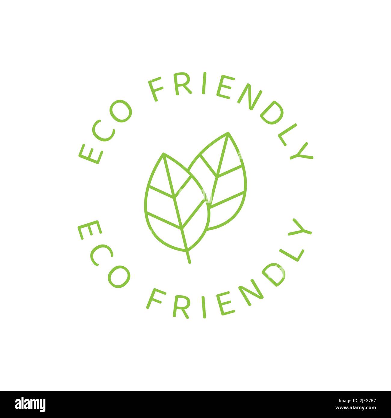 Eco friendly label with leaf. Circle ecological vector emblem Stock ...