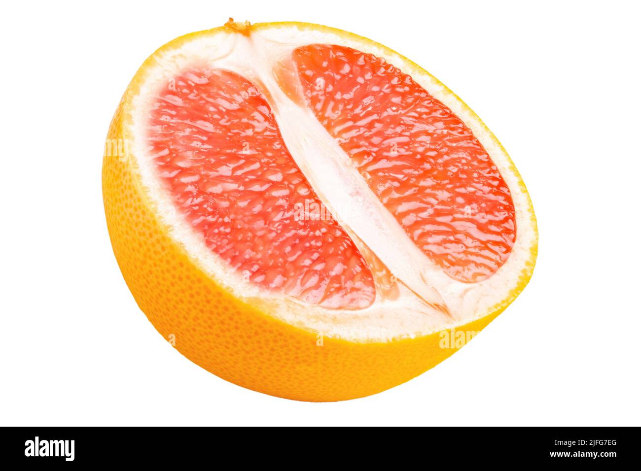 Organic grapefruit isolated on white background. Ripe half of pink grapefruit citrus fruit. Full ...