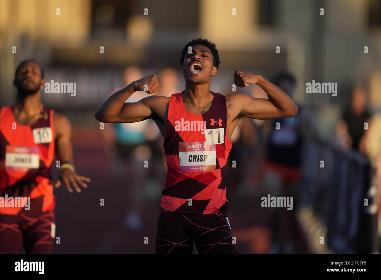 Vincent Crisp celebrates after winning the 800m in 1:45.03 during the ...