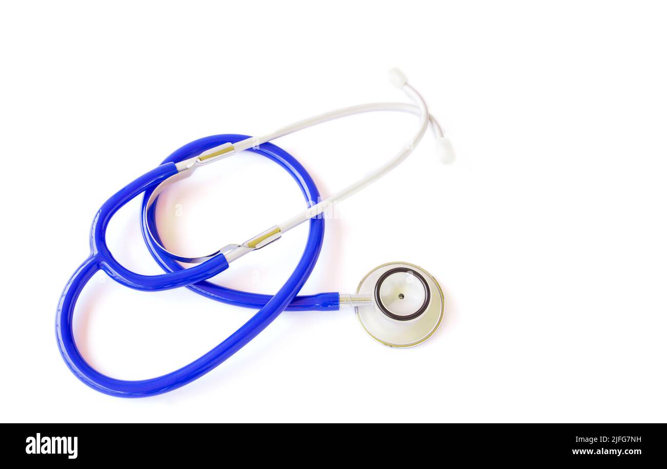 Blue stethoscope isolated on a white background Stock Photo - Alamy