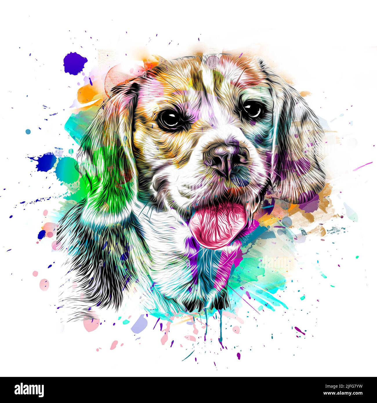 dog head with creative colorful abstract elements on light background ...