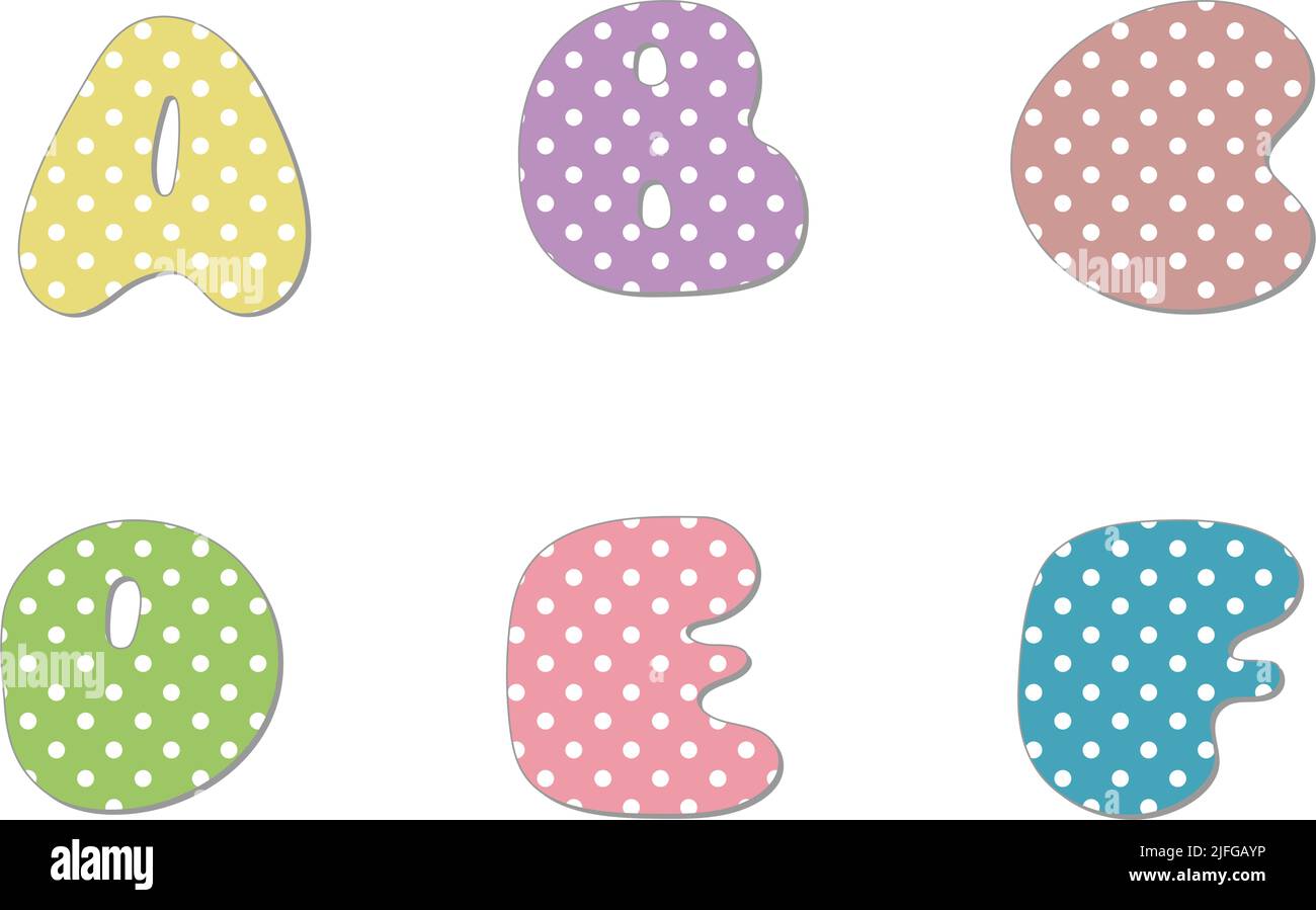 Polka dot alphabet.Pastel polka dots font. Hand drawn letter design for ...