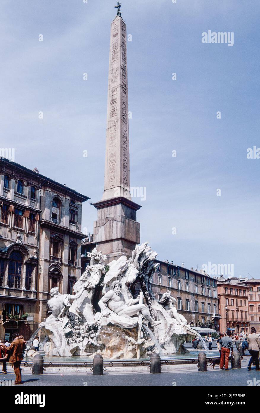 April 1972 in Rome, Italy - Fontana dei Quattro Fiumi (Fountain of Four ...