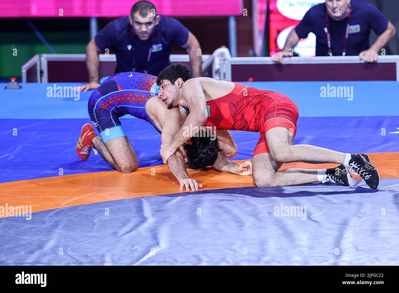 Sabir Jafarov (AZE) vs Hayk Papikyan (ARM) FS 70kg during the Wrestling ...