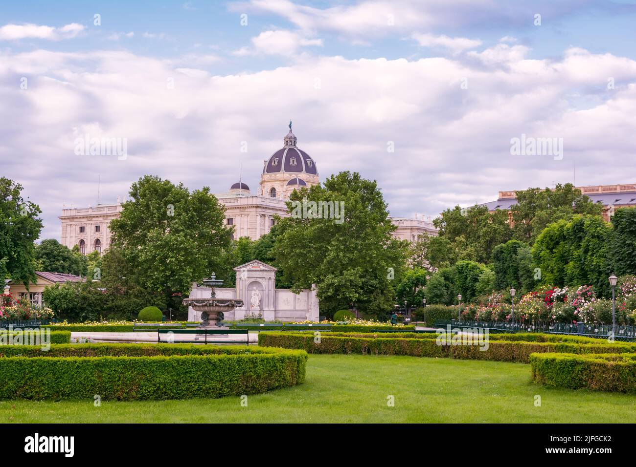 The Volksgarten or People's Garden public park in Vienna, Austria with ...