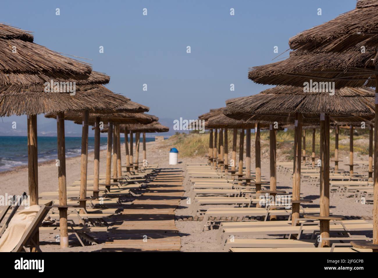 Sand beach in Kos Island, Greece, Aegean Sea Stock Photo - Alamy