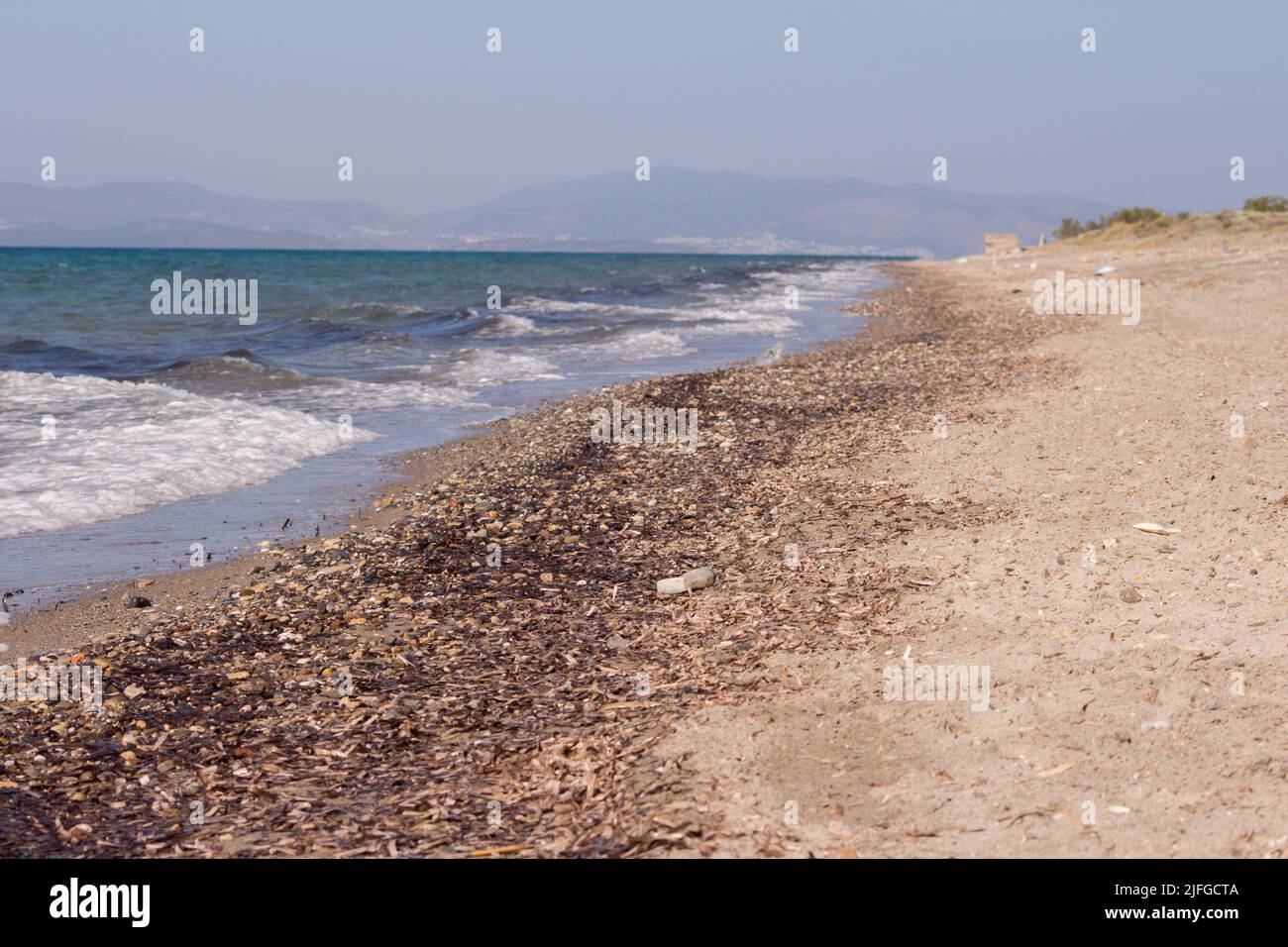 Sand beach in Kos Island, Greece, Aegean Sea Stock Photo - Alamy