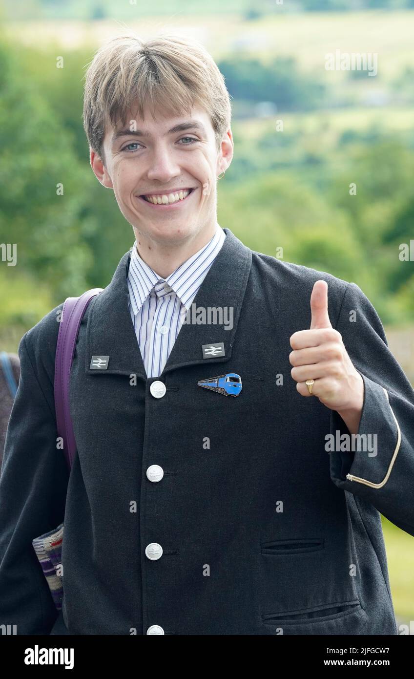 Francis Bourgeois before boarding a train at Oakworth Station, West ...