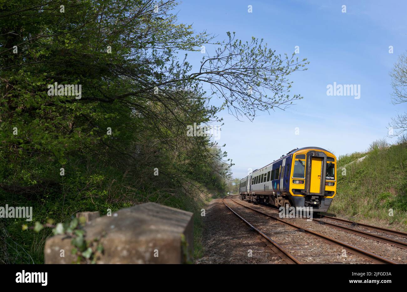 Northern rail class 158 diesel multiple unit train on the rural 'little ...