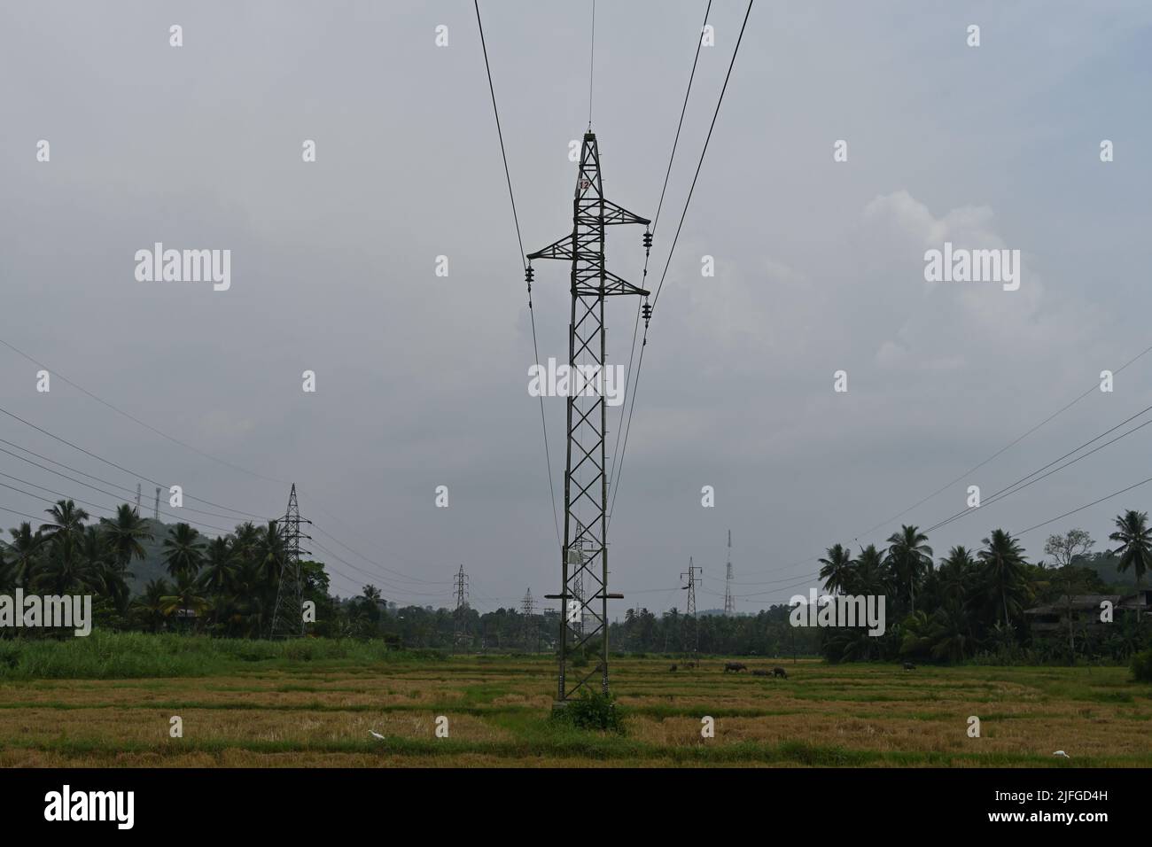 Horana,Kalutara District,Sri Lanka February 25 2022: An electric pylon ...