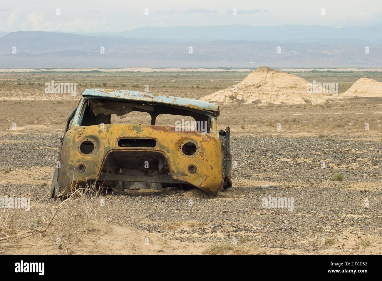 The old rust truck cab in the steepe Stock Photo - Alamy