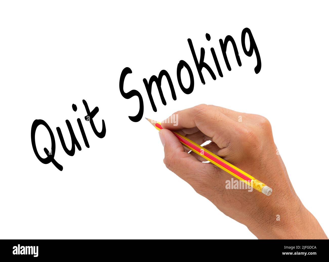 Hand writing quit smoking word with pencil, health concept Stock Photo ...