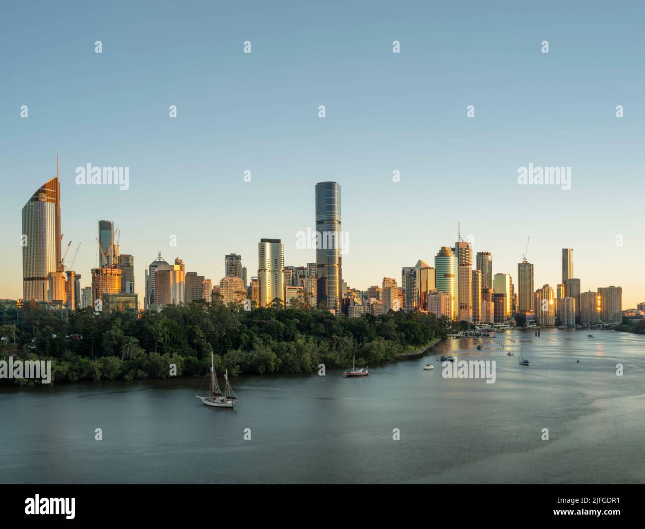 Dawn over the city of Brisbane. Brisbane is the capital of Queensland ...