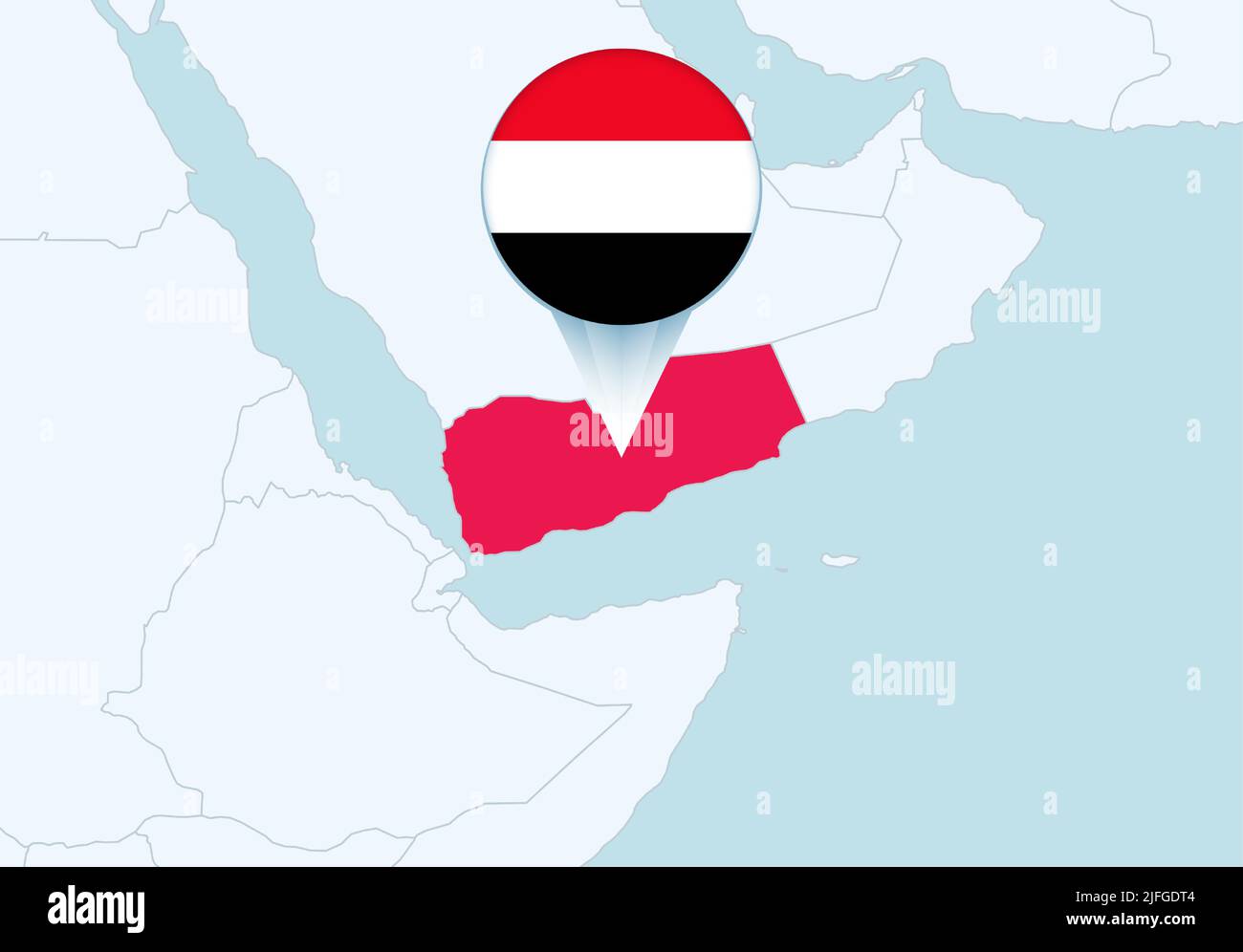 Asia With Selected Yemen Map And Yemen Flag Icon Vector Map And Flag