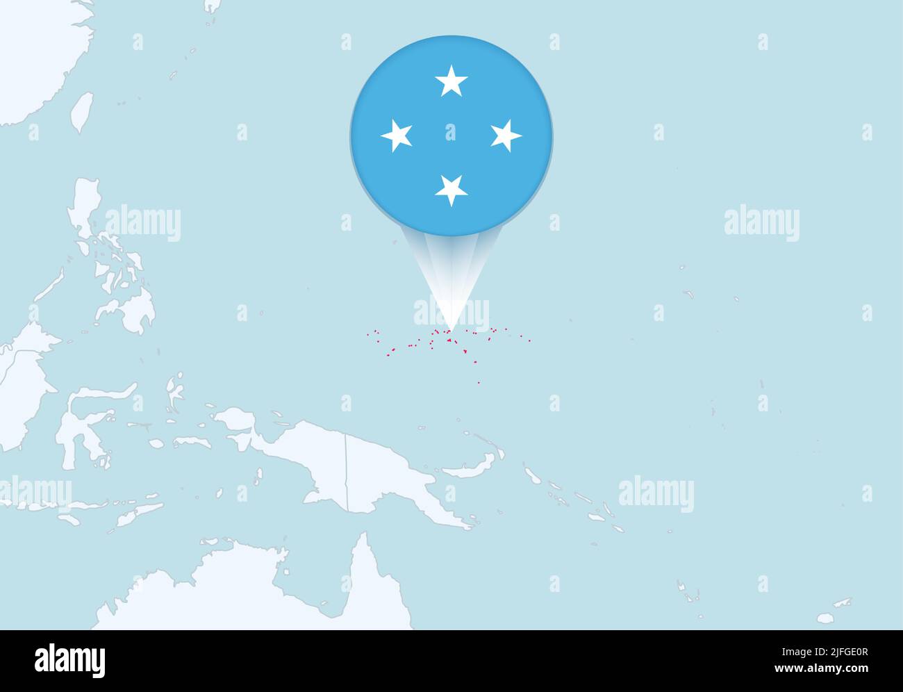 Oceania with selected Micronesia map and Micronesia flag icon. Vector ...