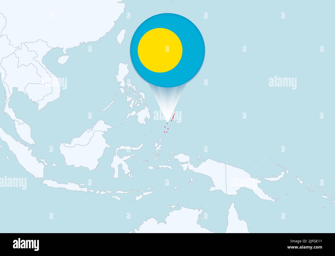 Oceania with selected Palau map and Palau flag icon. Vector map and flag Stock Vector Image ...
