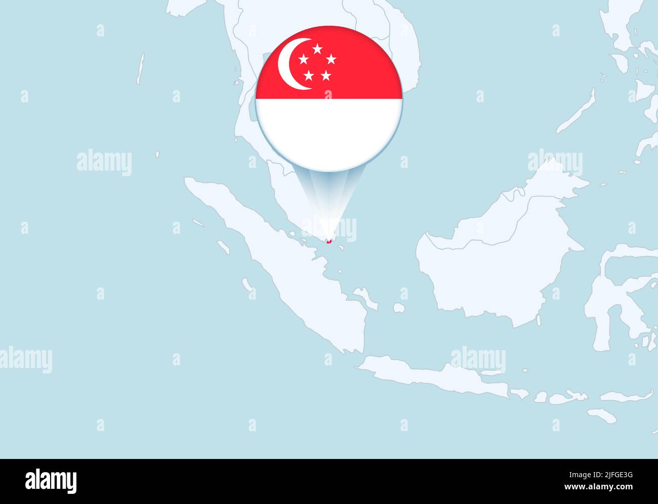 Asia with selected Singapore map and Singapore flag icon. Vector map ...