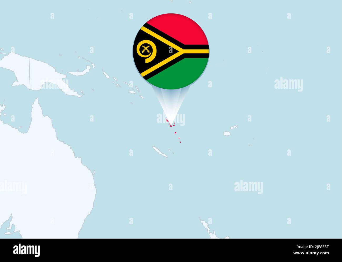 Oceania with selected Vanuatu map and Vanuatu flag icon. Vector map and flag Stock Vector Image ...