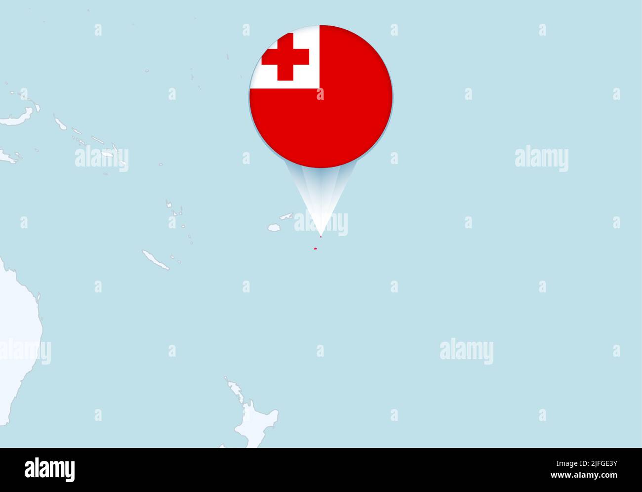 Oceania with selected Tonga map and Tonga flag icon. Vector map and ...