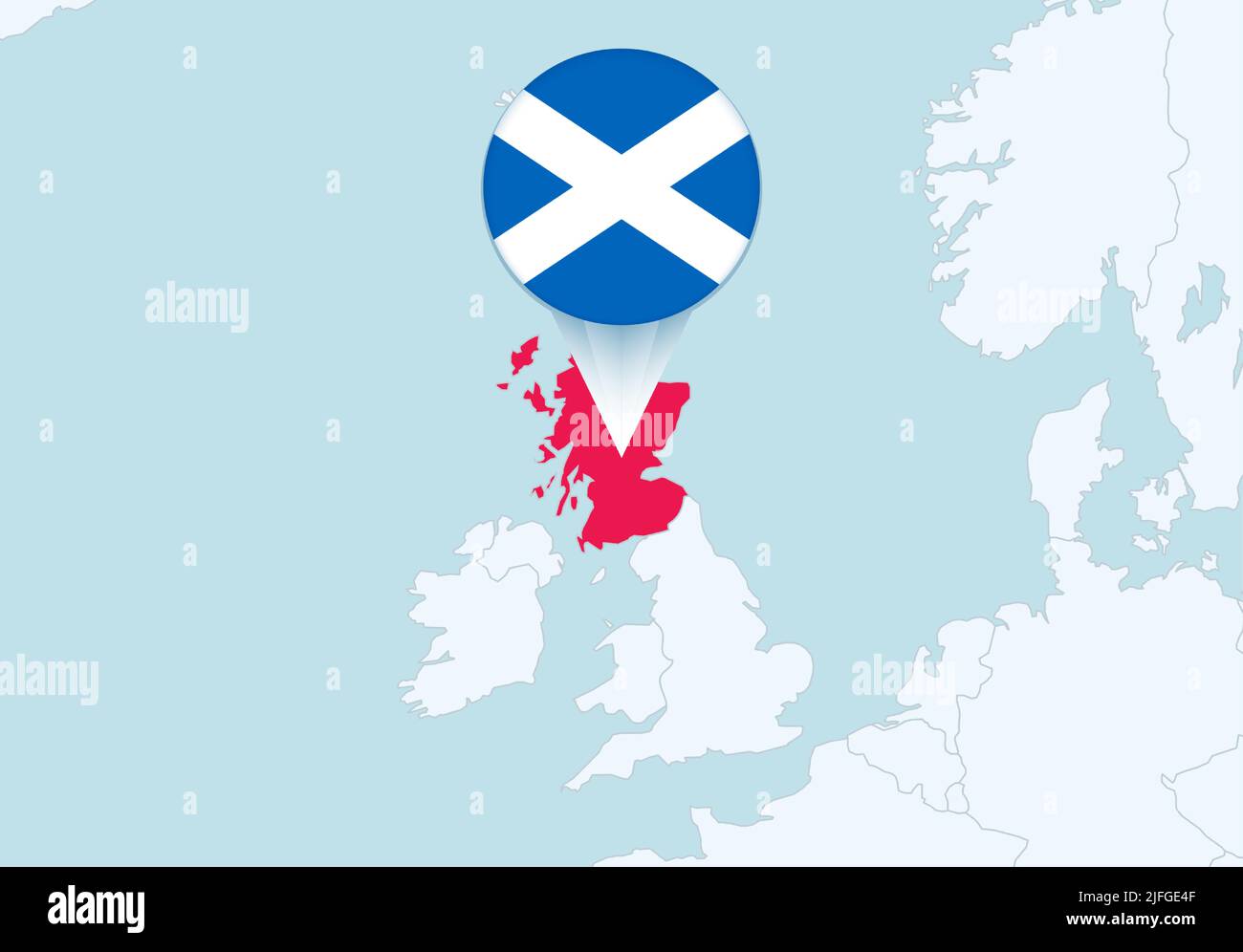 Europe with selected Scotland map and Scotland flag icon. Vector map ...