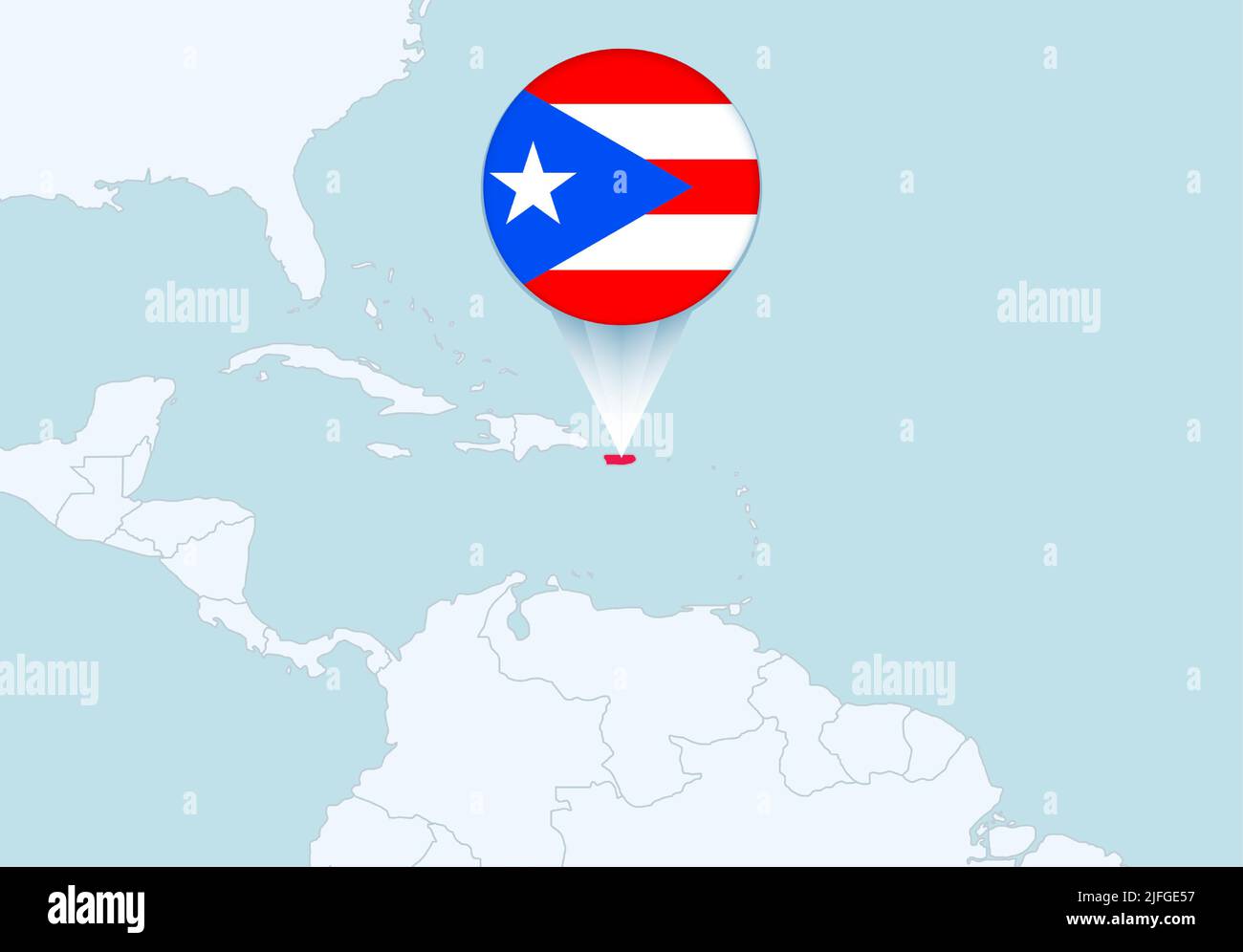 America with selected Puerto Rico map and Puerto Rico flag icon. Vector ...