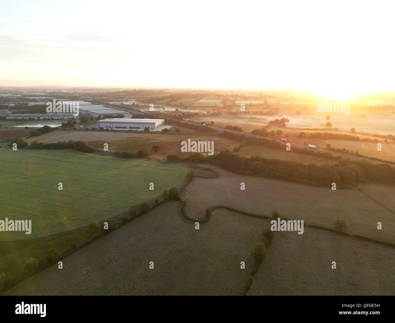 M40 motorway warehouse Aerial photo. Cherwell valley. Oxfordshire ...