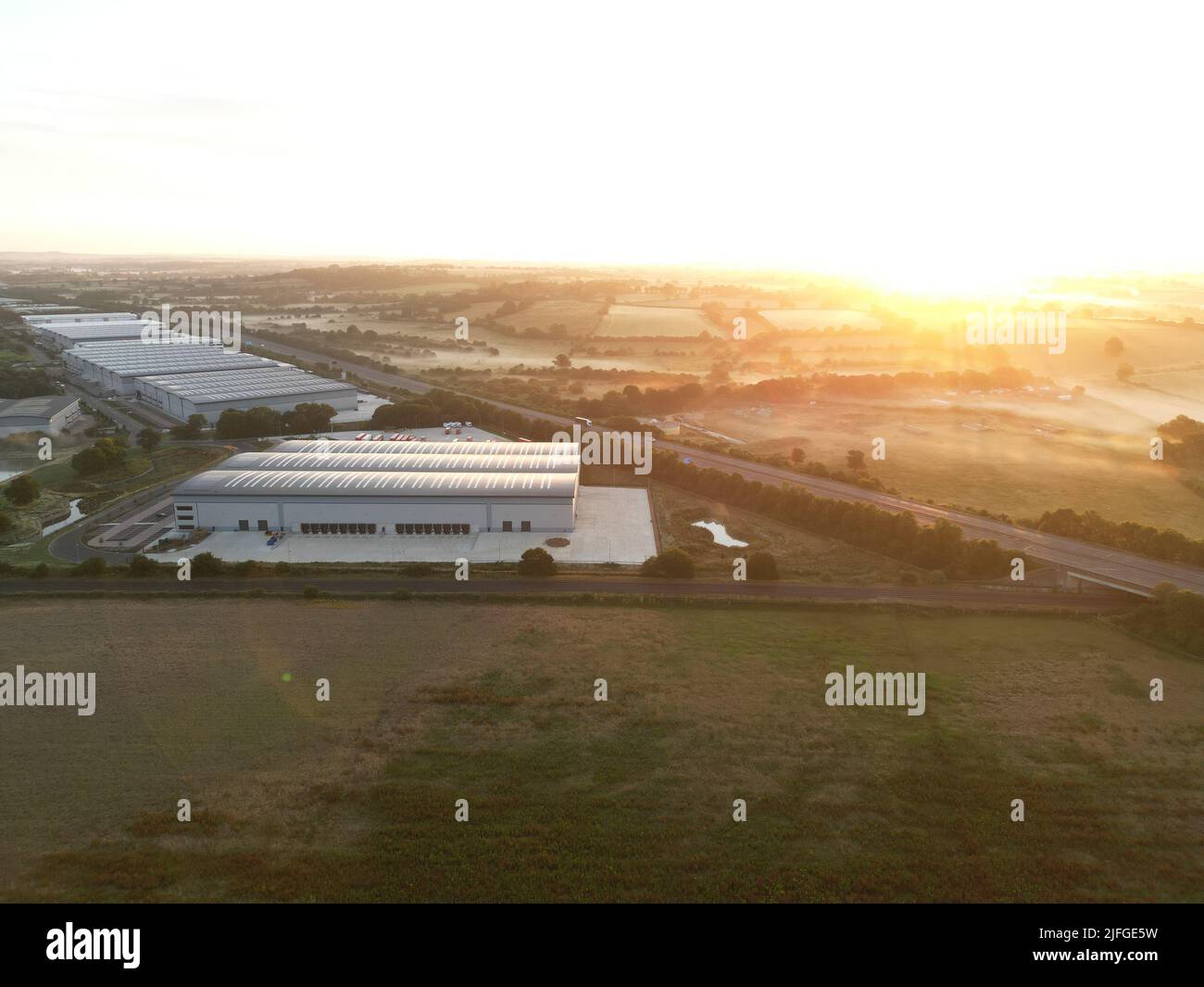 M40 motorway warehouse Aerial photo. Cherwell valley. Oxfordshire ...