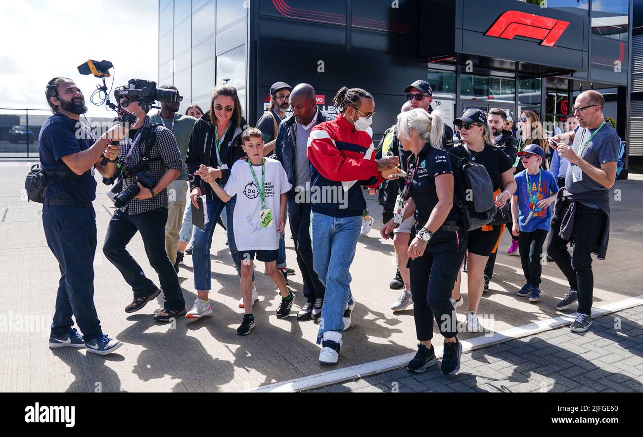 Mercedes Lewis Hamilton arrives in the paddock ahead of the British ...