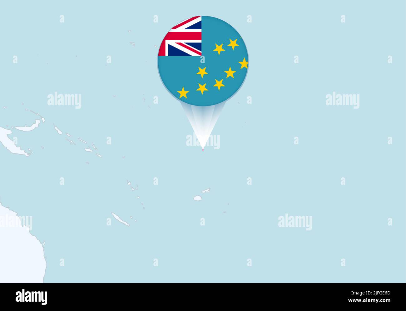 Oceania with selected Tuvalu map and Tuvalu flag icon. Vector map and flag Stock Vector Image ...