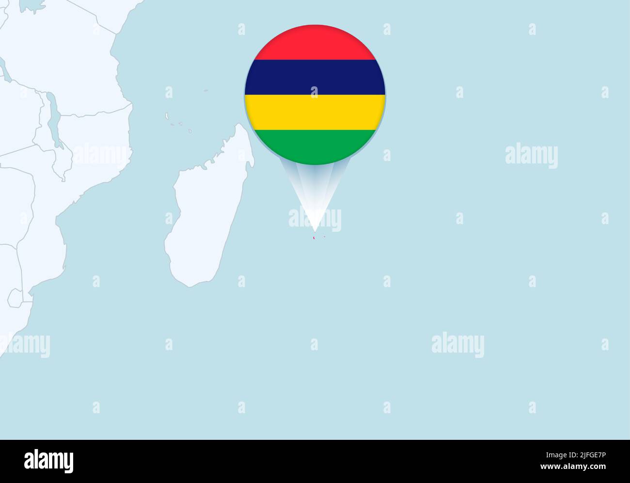 Africa with selected Mauritius map and Mauritius flag icon. Vector map and flag Stock Vector ...