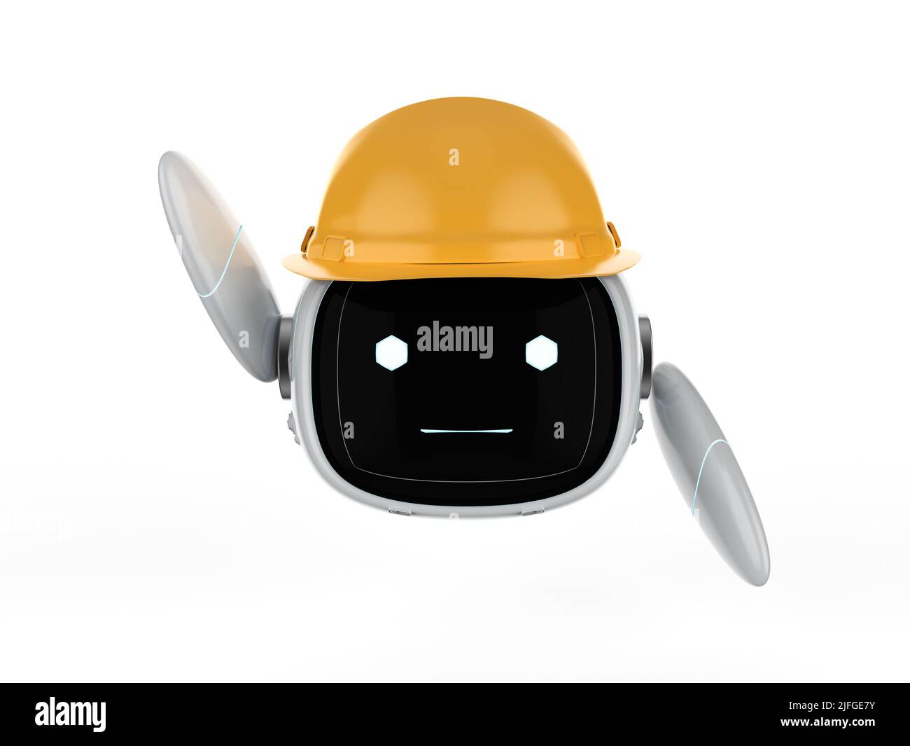 3d rendering cute assistant artificial intelligence engineer robot no ...