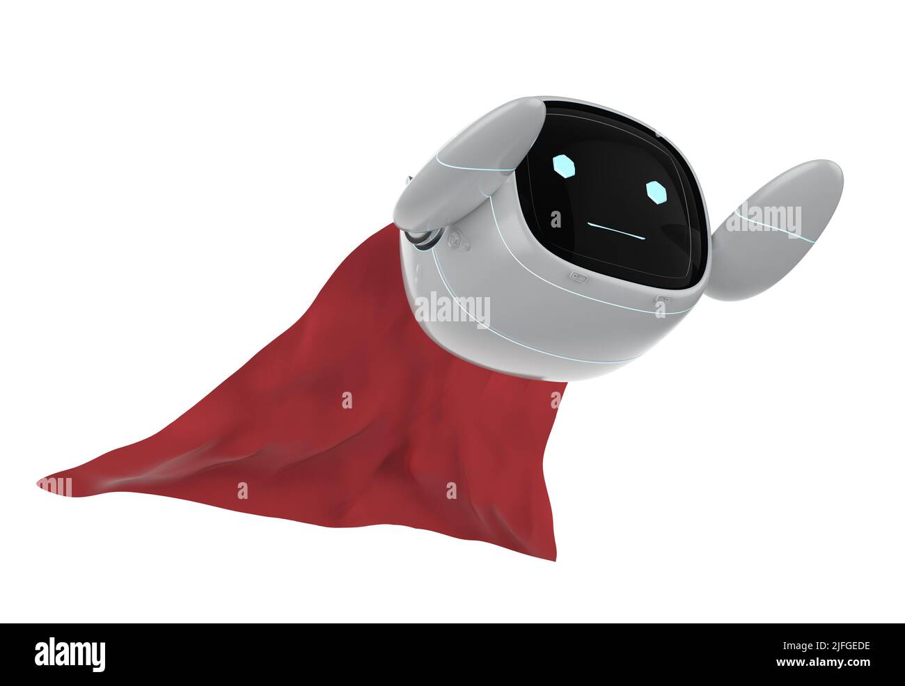 3d rendering superhero small robot with red cloak Stock Photo - Alamy