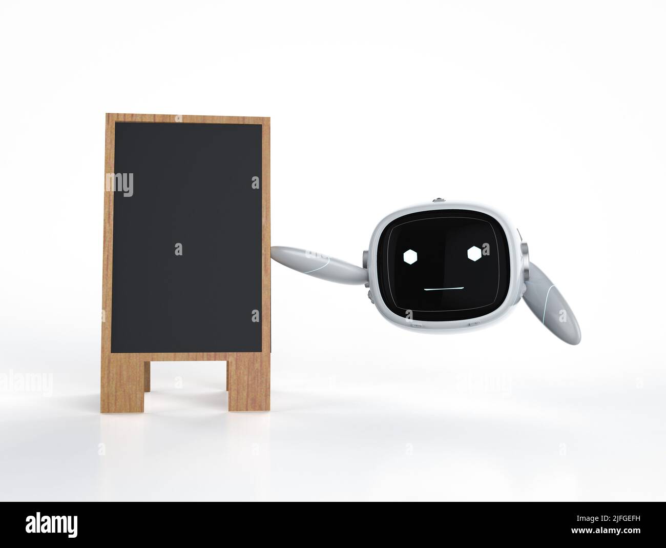 3d rendering cute assistant artificial intelligence robot no leg with black board Stock Photo ...