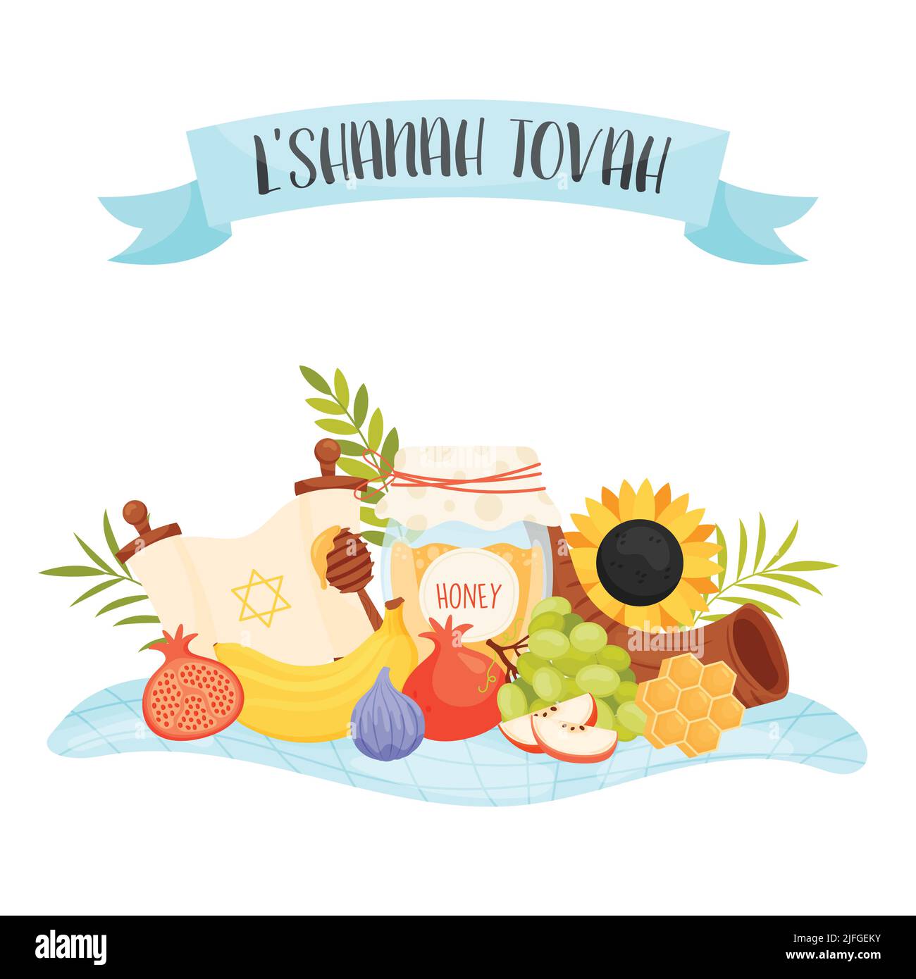 Happy Rosh Hashanah day, Shana Tova greeting card. Vector illustration ...