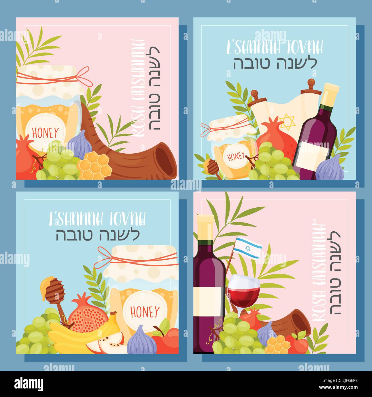 Happy Rosh Hashanah day, Shana Tova greeting card. Vector illustration ...