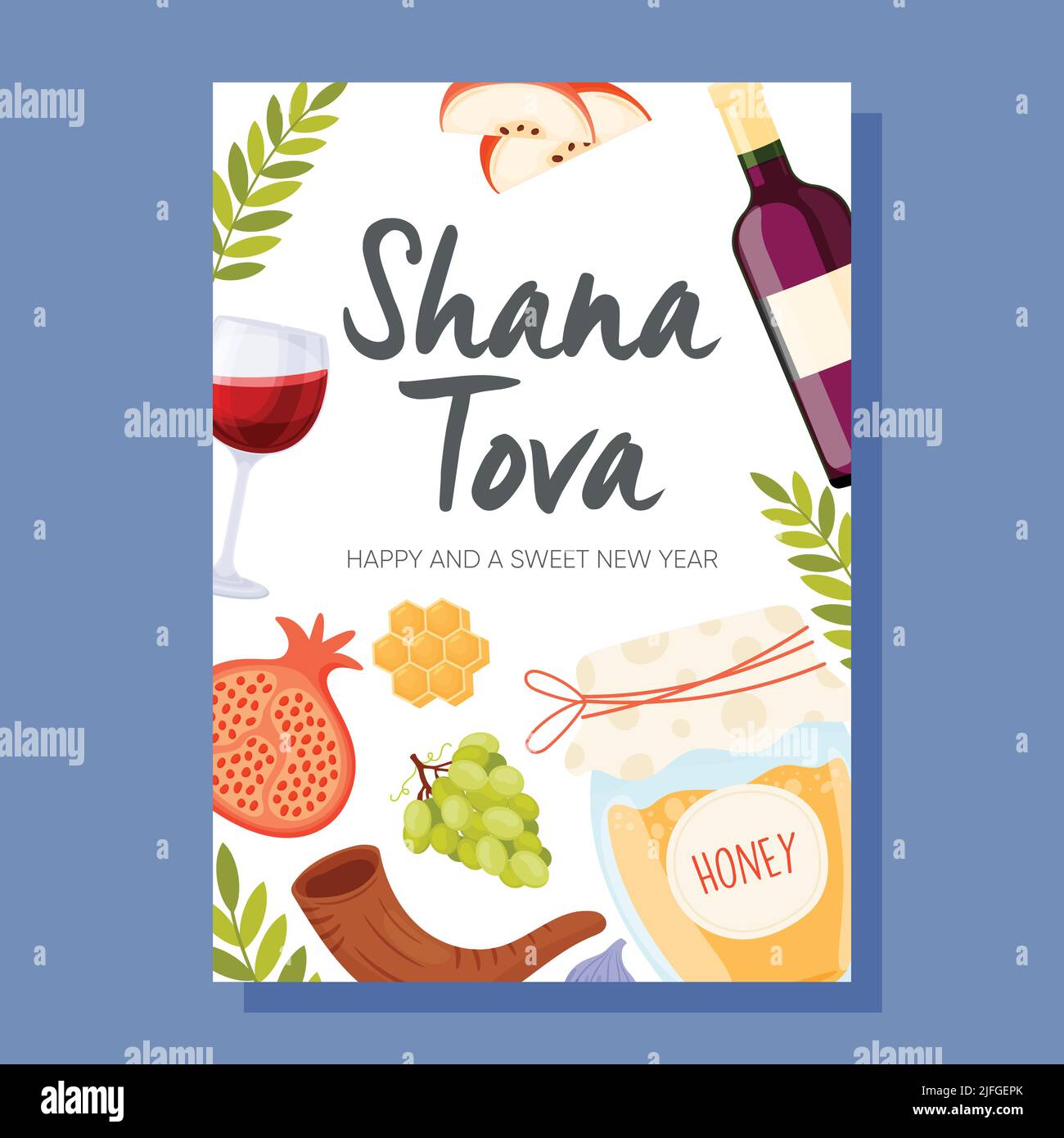 Happy Rosh Hashanah day, Shana Tova greeting card. Vector illustration ...