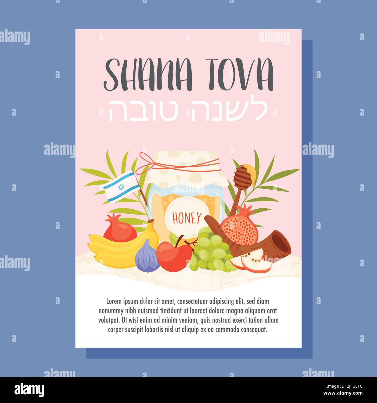 Happy Rosh Hashanah day, Shana Tova greeting card. Vector illustration ...