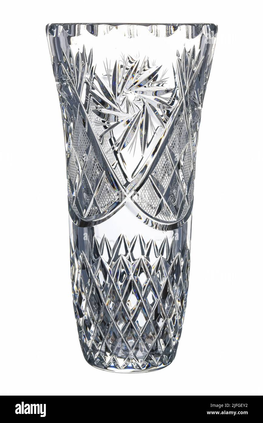 Crystal Empty glass Faceted Transparent Vase with carving pattern ...