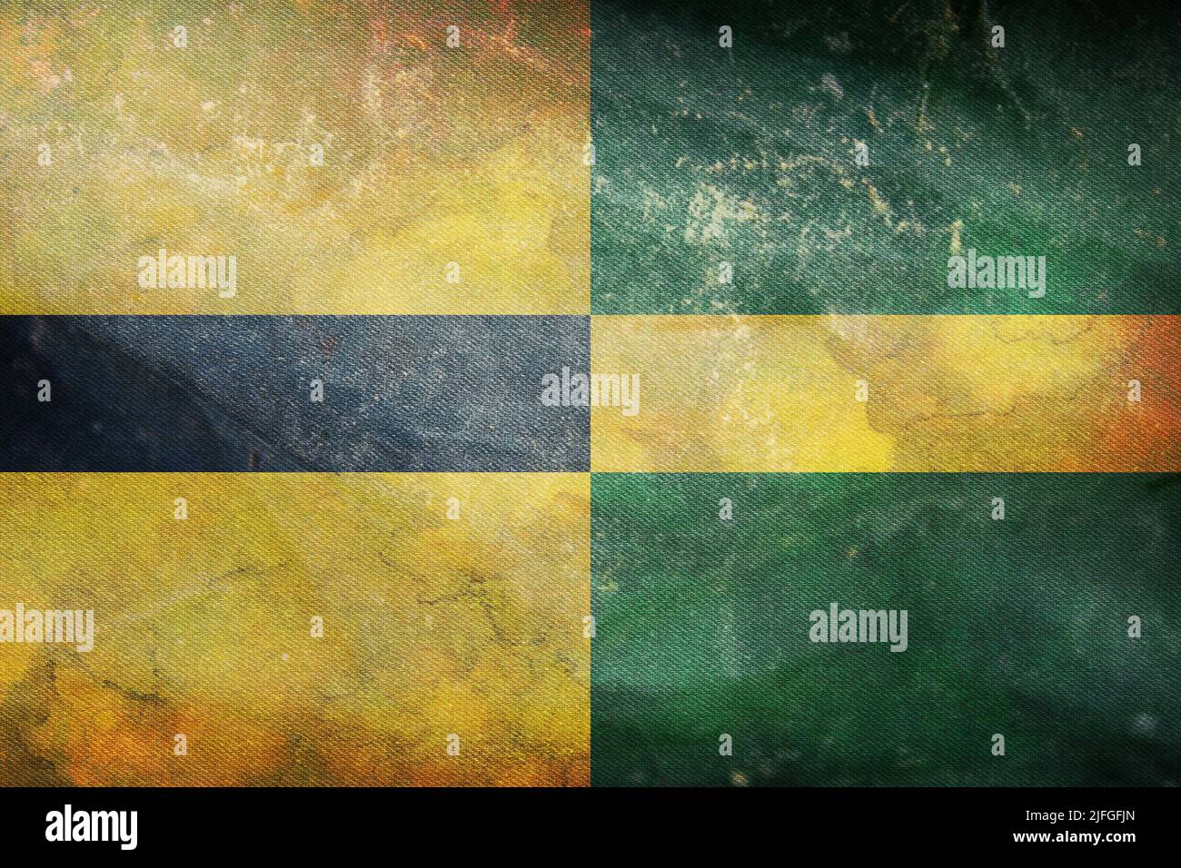 Top view of retro flag Habay , Belgium with grunge texture. Belgian ...