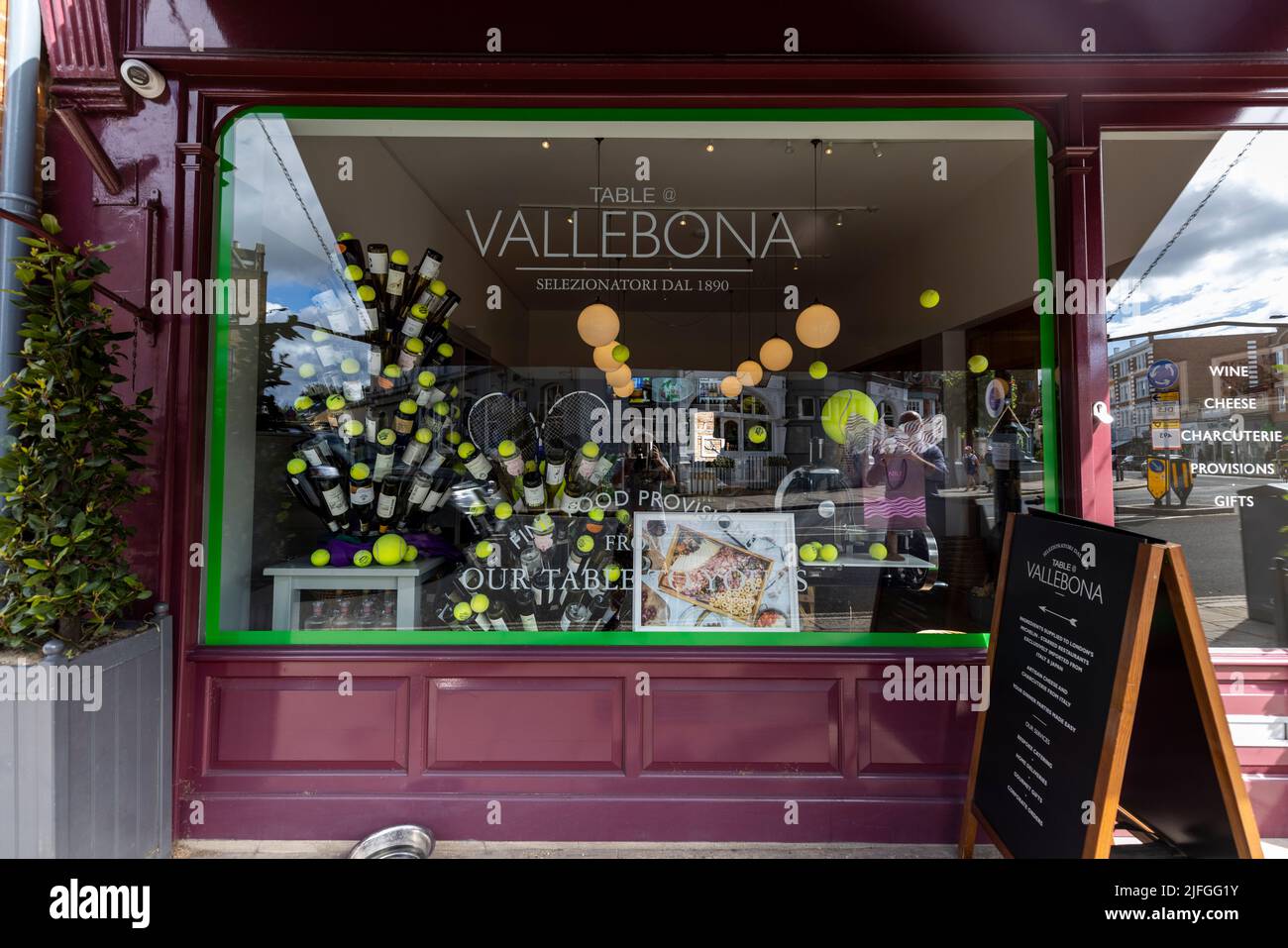 General view of Wimbledon themed shop fronts at Wimbledon Village ...