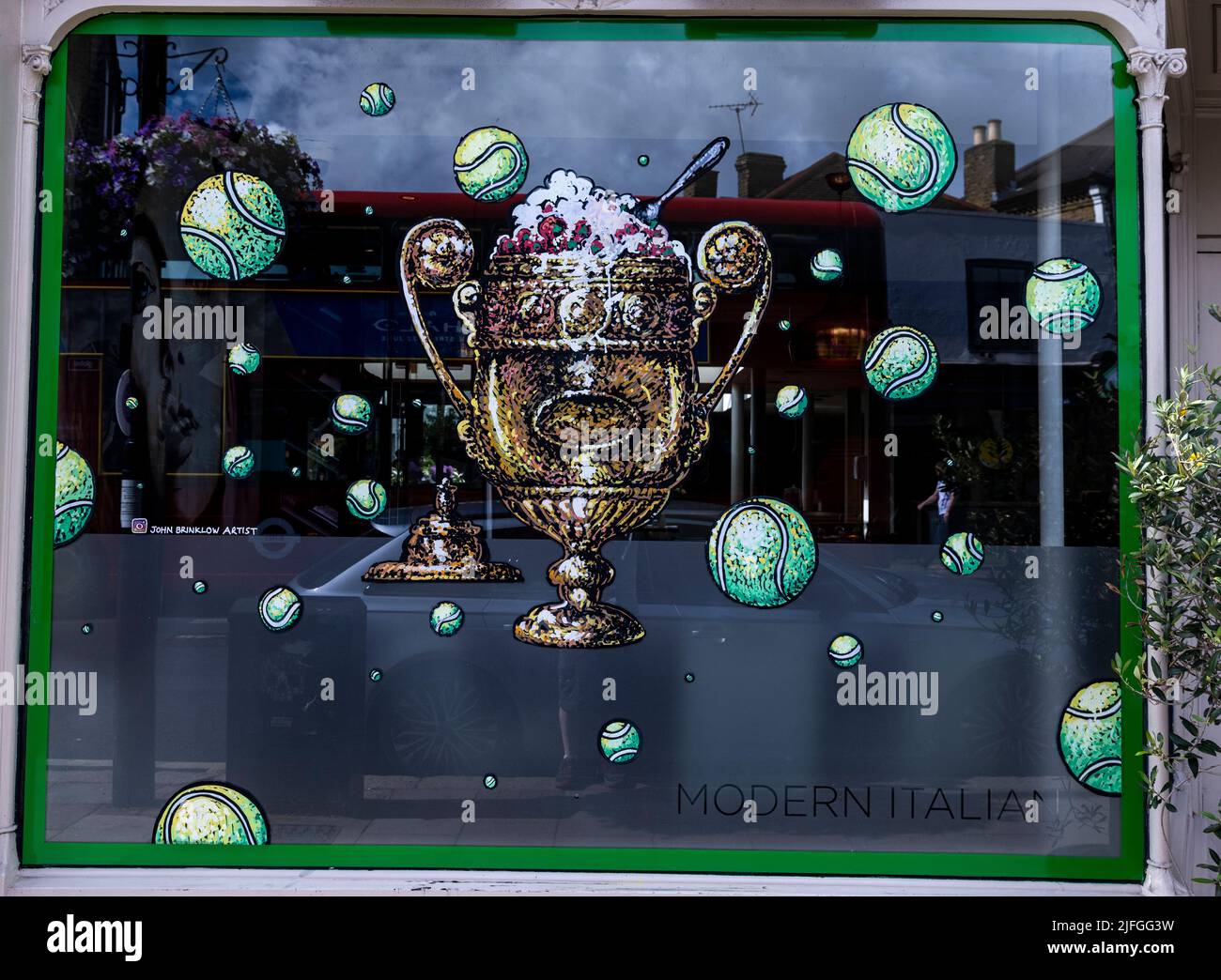 General view of Wimbledon themed shop fronts at Wimbledon Village ...