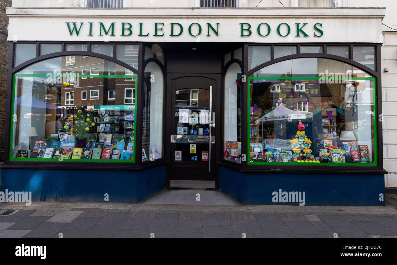 General view of Wimbledon themed shop fronts at Wimbledon Village ...